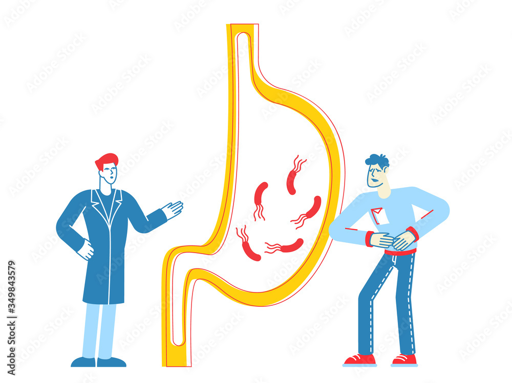 Gastroenterology, Health and Healthcare Concept. Male Doctor Character ...