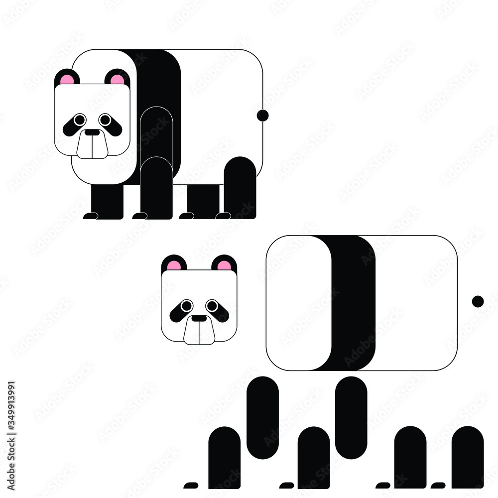 cute panda simple minimalist vector flat animatable animation after ...