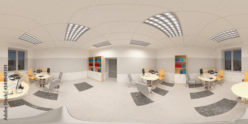 interior visualization, spherical panorama, 3D illustration Stock ...