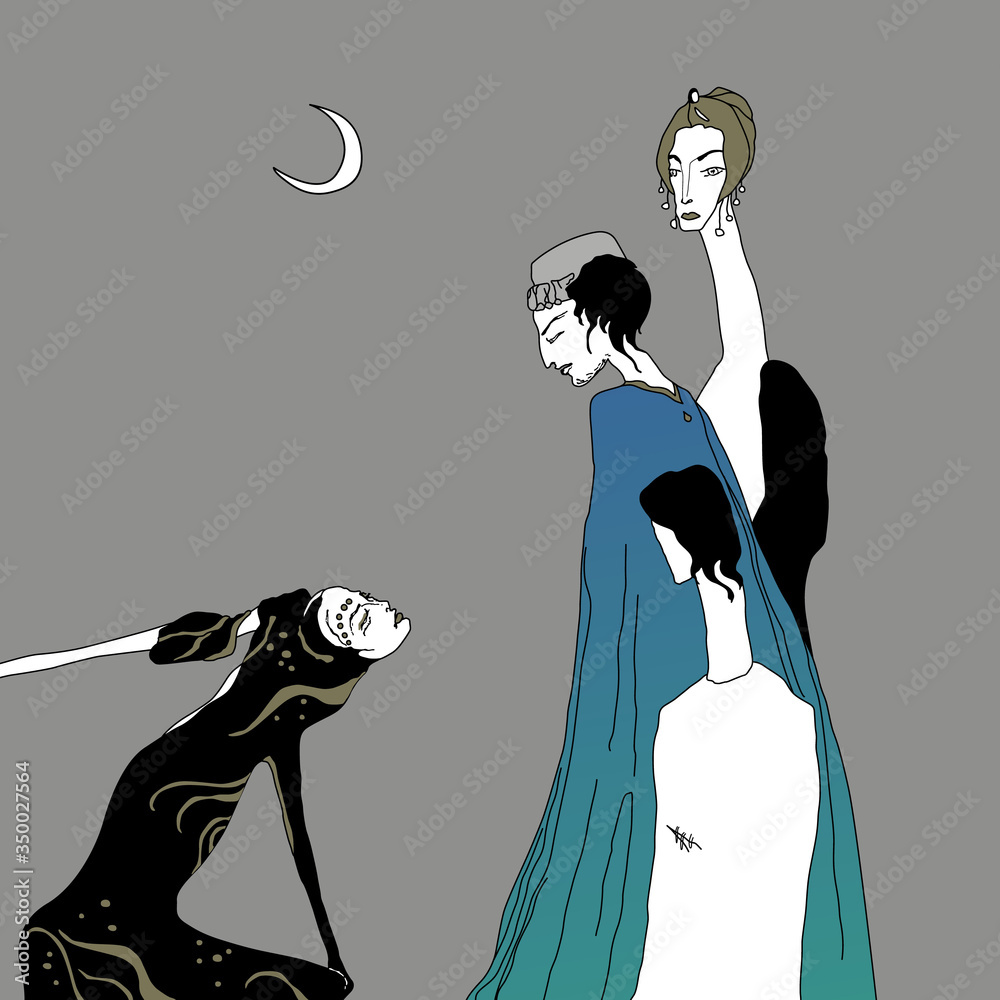 Vector de Stock Dance of Salome. Fantastic scene with human characters ...
