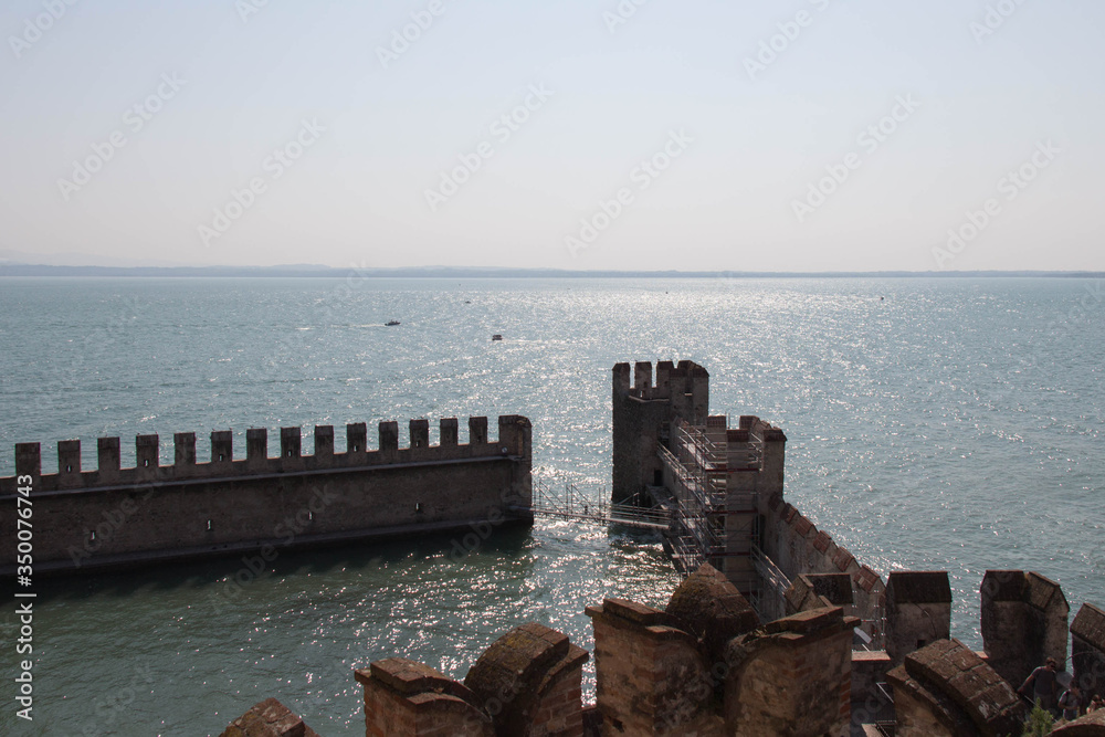 Reconstruction of Scaliger Castle fortification walls with horizon line ...