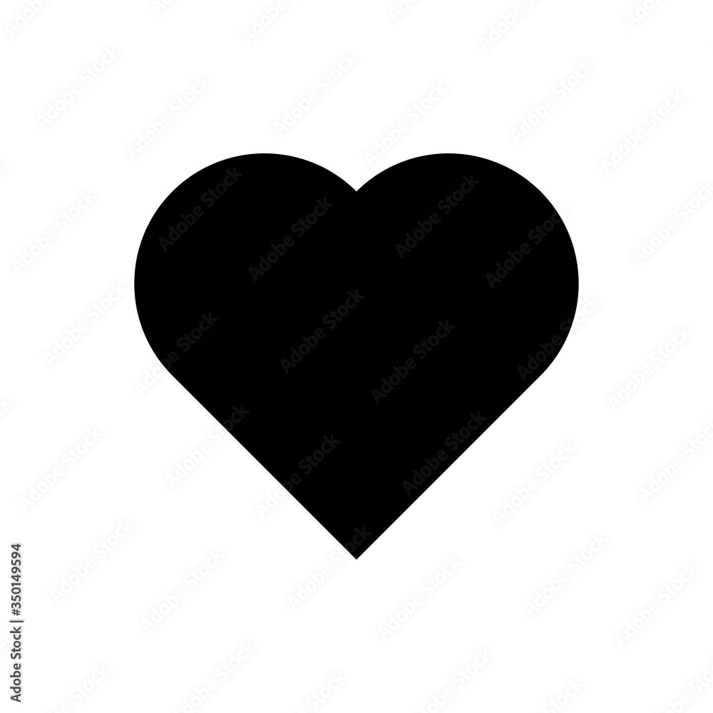 Black heart emoji isolated on white background. Love emoticon symbol ...