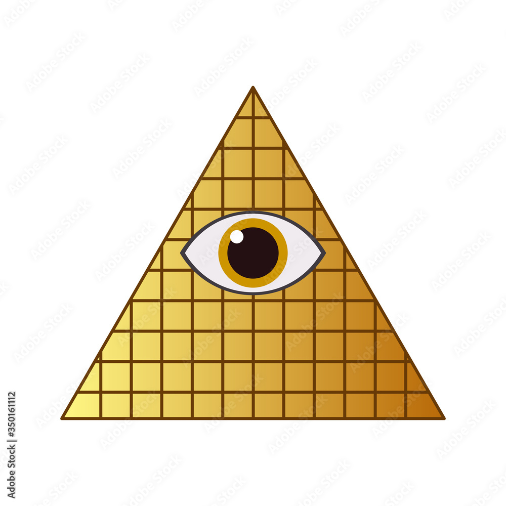 Eye on pyramid emoji isolated on white background. Triangle eye ...