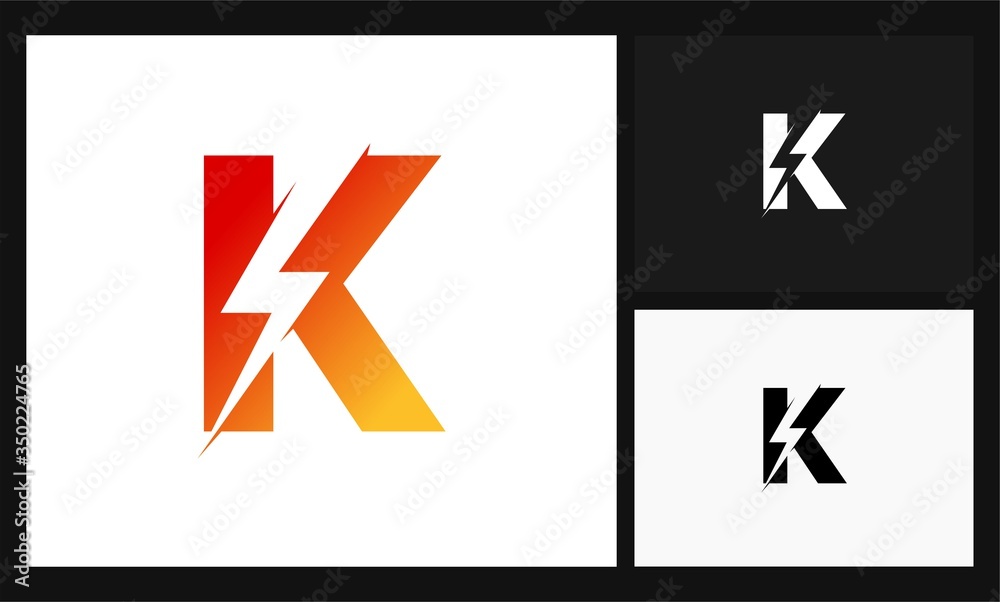 letter K lightning concept design electrical logo Stock Vector | Adobe ...