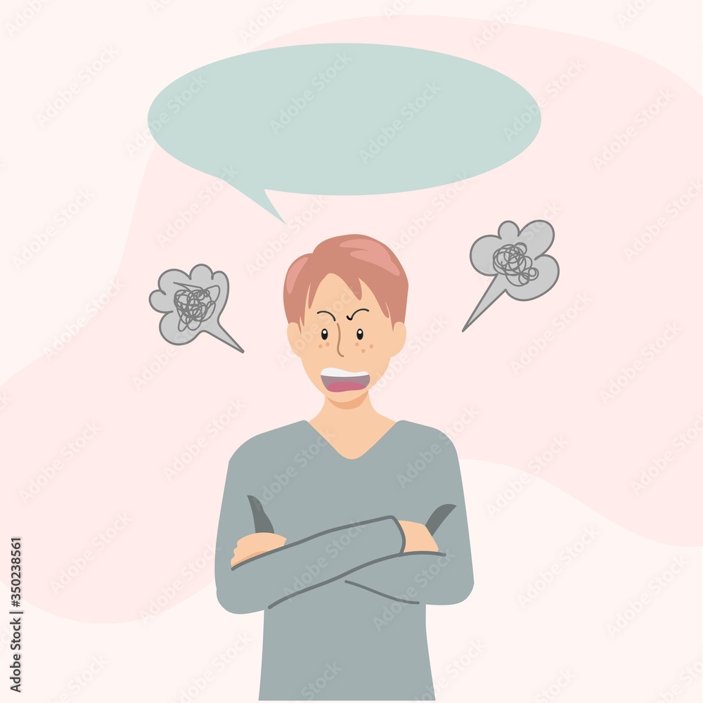 Vector Illustration Cartoon an angry people with dialog speech bubble ...