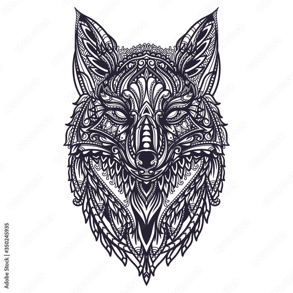 Hand drawn doodle zentangle fox illustration Stock Vector | Adobe Stock