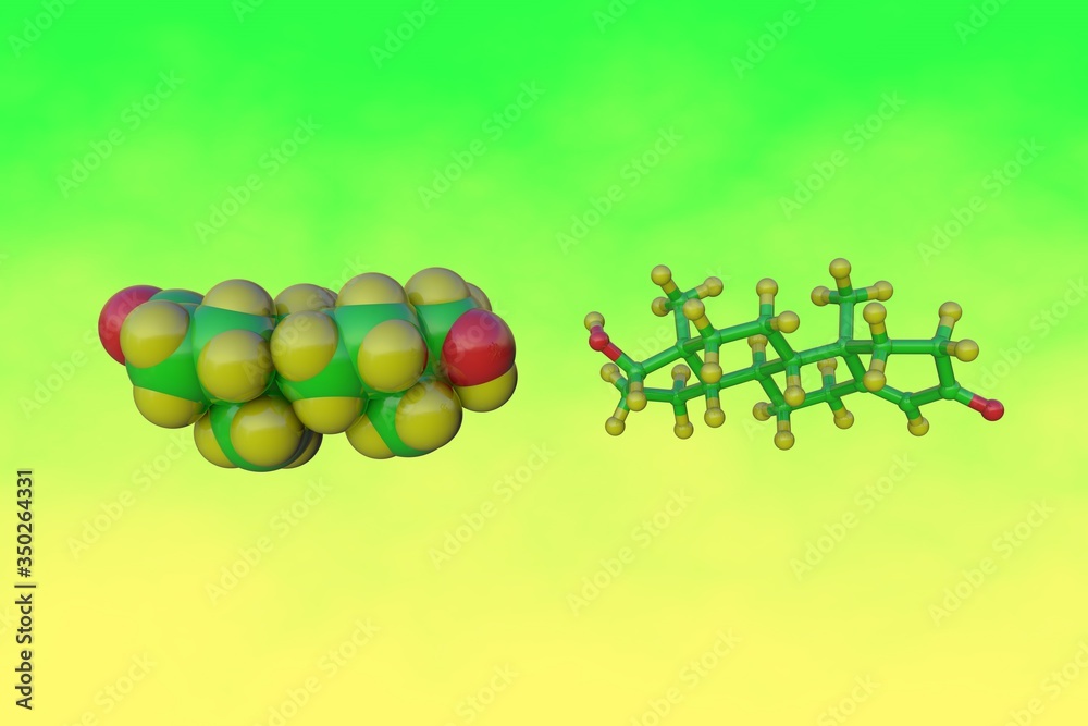 Molecular model of testosterone, steroid hormone from the androgen ...
