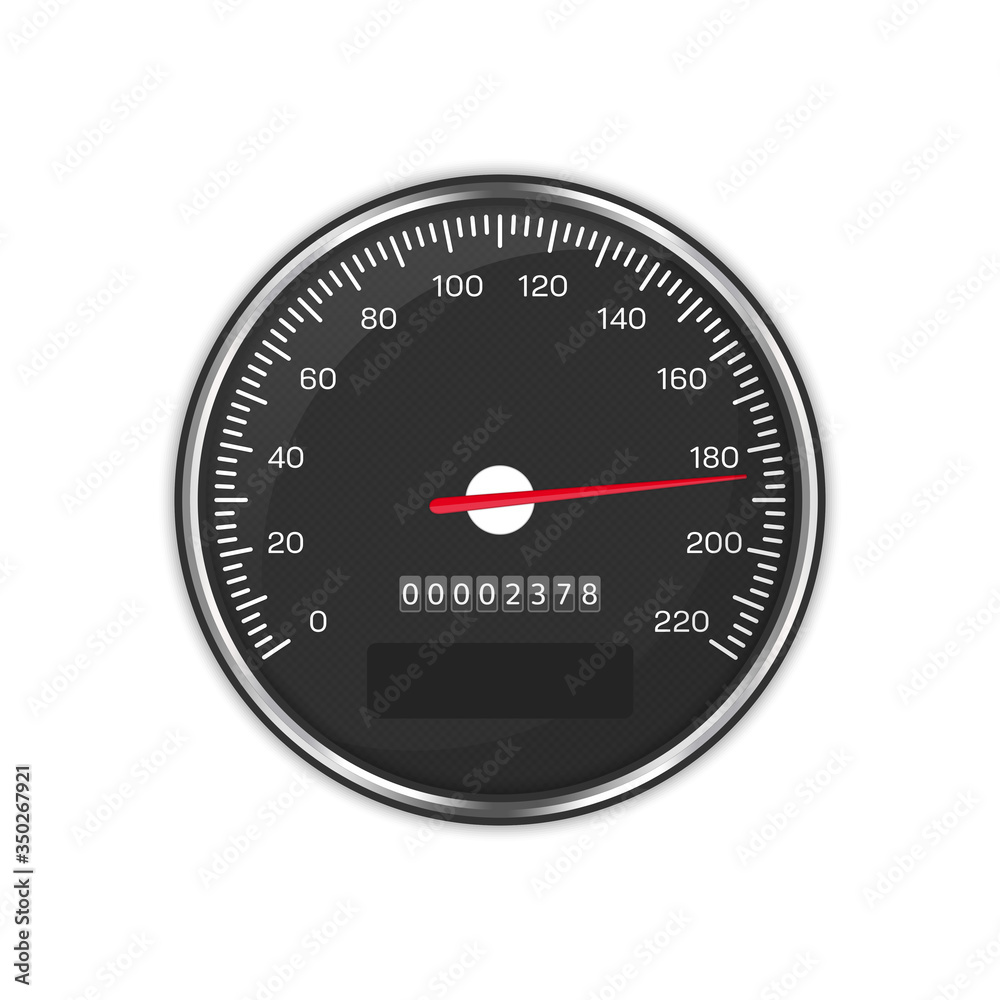 Car speedometer isolated on white background. Simple black gauge in ...