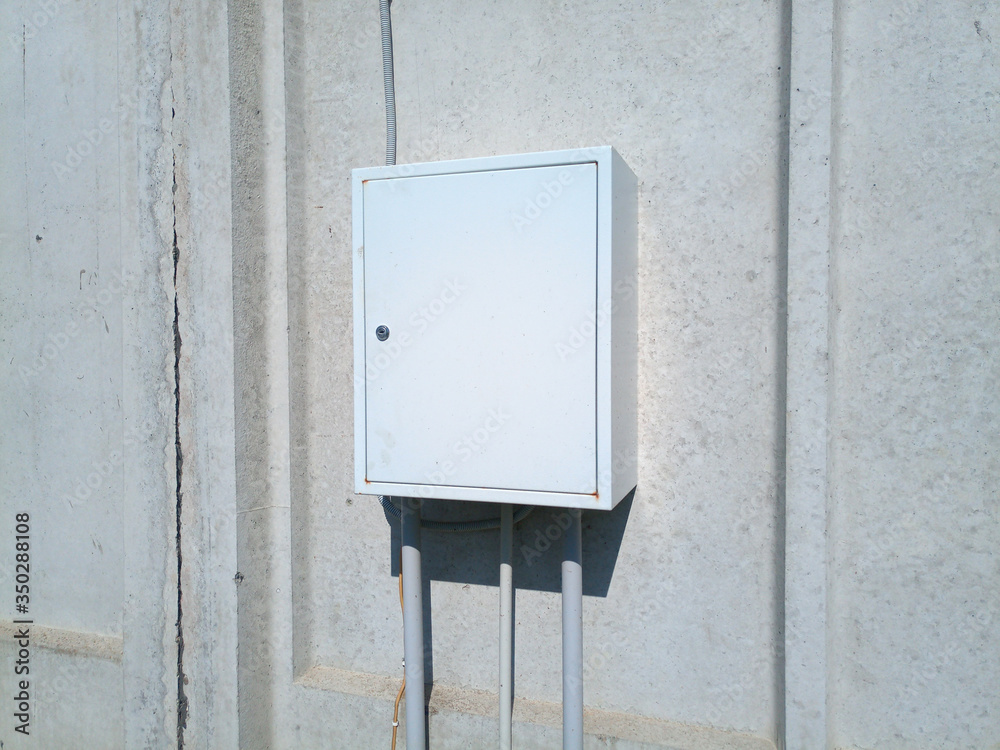 Metal box with an electric flap. electrical distribution board. Stock ...