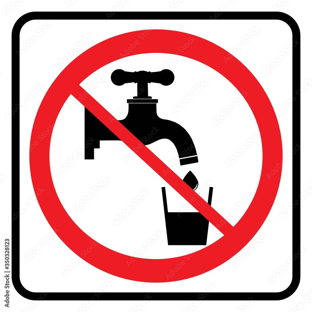 No Drinking water sign in white background drawing by illustration. Non ...