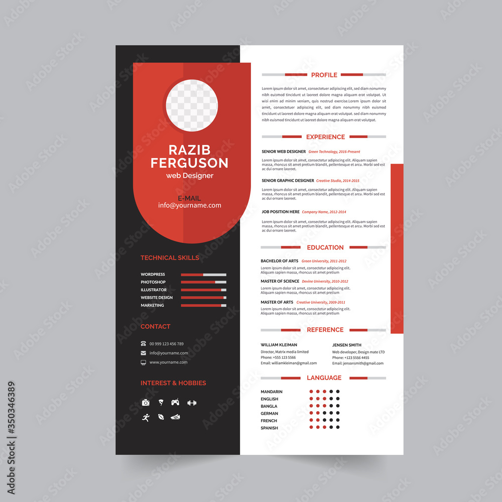 Professional Creative resume template design. Professional jobs CV ...