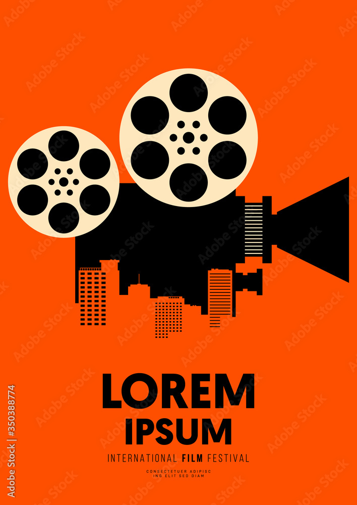 Movie and film poster design template background with vintage film ...