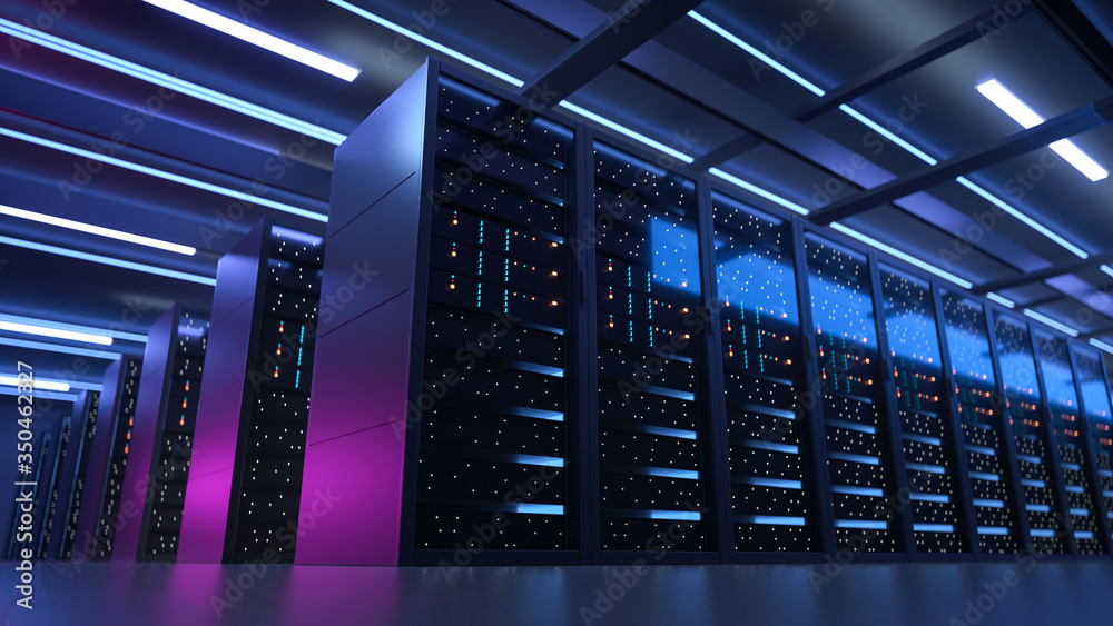 Ilustración de Stock Working Data Center Full of Rack Servers and ...