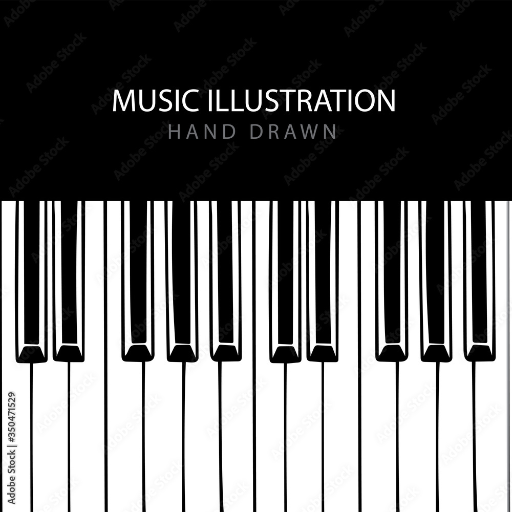 Piano keys sketch drawing. Piano keyboard hand drawn vector ...