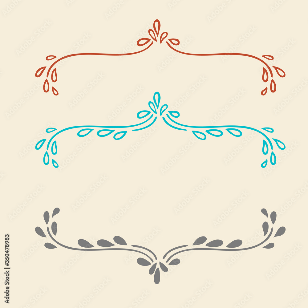 Vector set of border or underline design elements or paragraph text ...