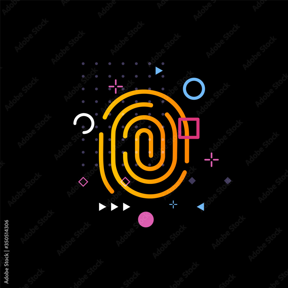 Fingerprint mapping logo. Thumbprint scanning. Biometric passport ...
