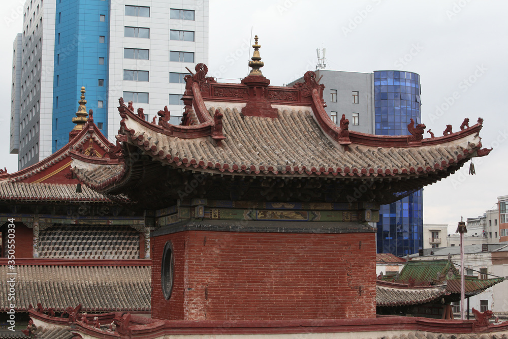 View of Ulaanbaatar city, Mongolia. Ancient and modern architecture ...
