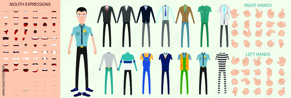 Police or Cop Character, with Hand Expression, Mouth Expression and ...