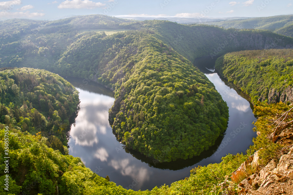 River canyon Vltava. Horseshoe bend, Vltava river, Czech republic. One ...