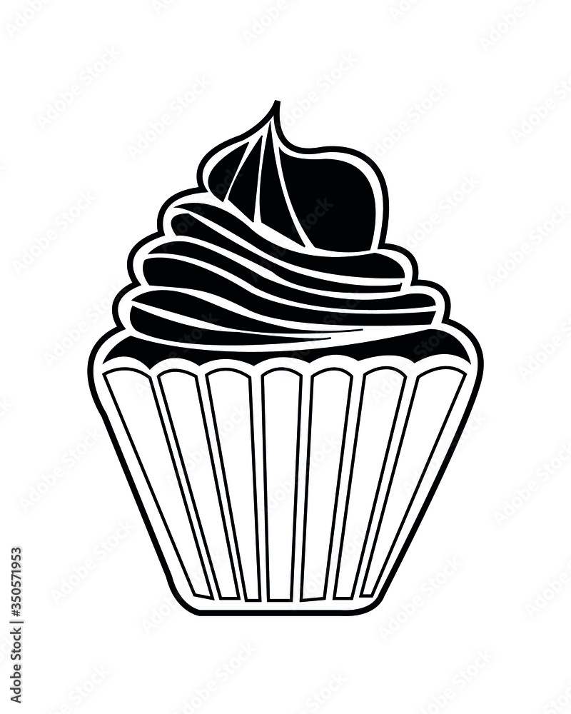 Vector line art cupcake. Sweet logo. Bakery logo. Cupcake symbol. Stock ...
