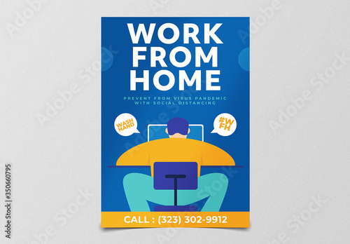 Work from Home Flyer Layout Stock Template | Adobe Stock