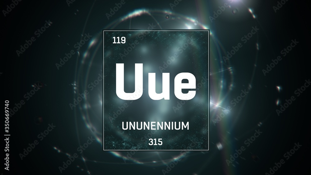 3D illustration of Unnunenium as Element 119 of the Periodic Table ...