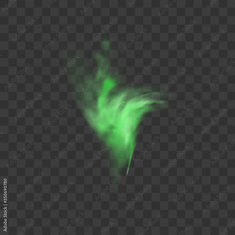 Green smoke isolated on transparent background. Realistic green bad ...