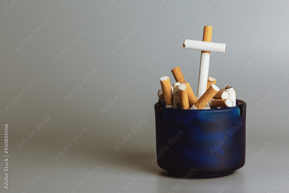 Stack of cigarette like graves.Cigarettes is addictive to be cancer ...