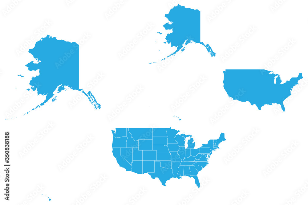 Map - USA Mercator Couple Set , Map of USA Mercator,Vector illustration ...