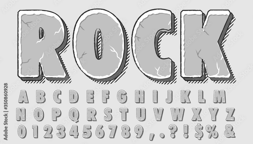 Rock style font design, alphabet letters and numbers, Eps10 vector ...
