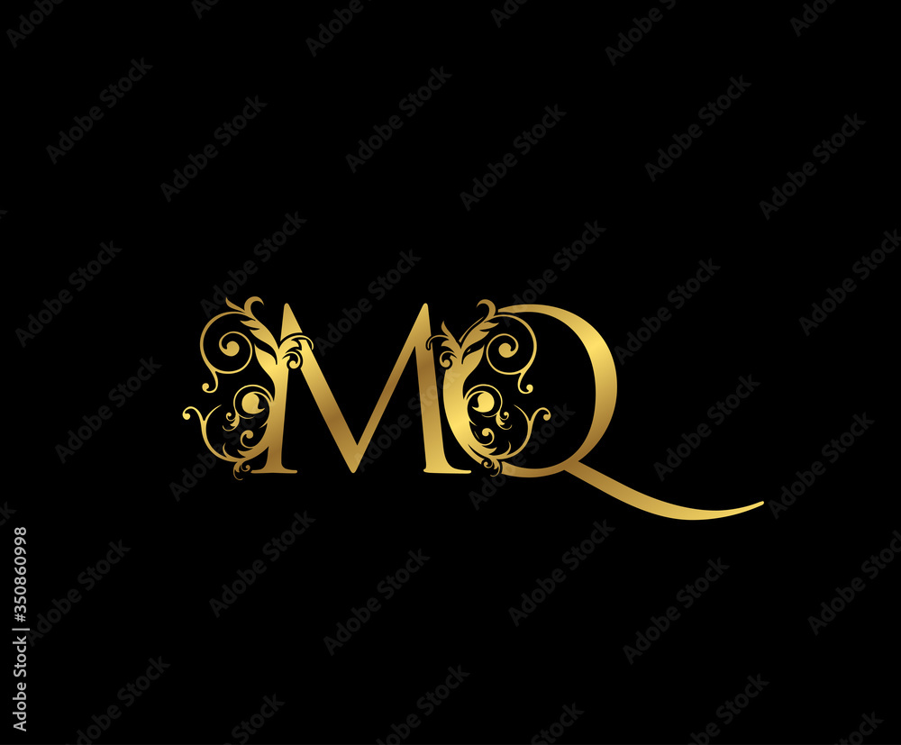 Luxury Gold H,I and HI Letter Floral logo. Vintage Swirl drawn emblem ...