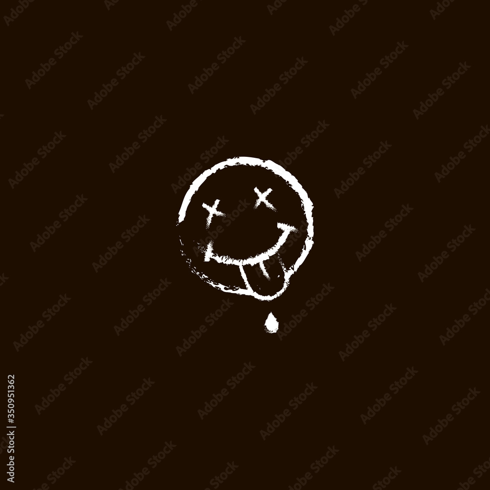 line art simple vector chalked emoticon smiling dead face with tongue ...