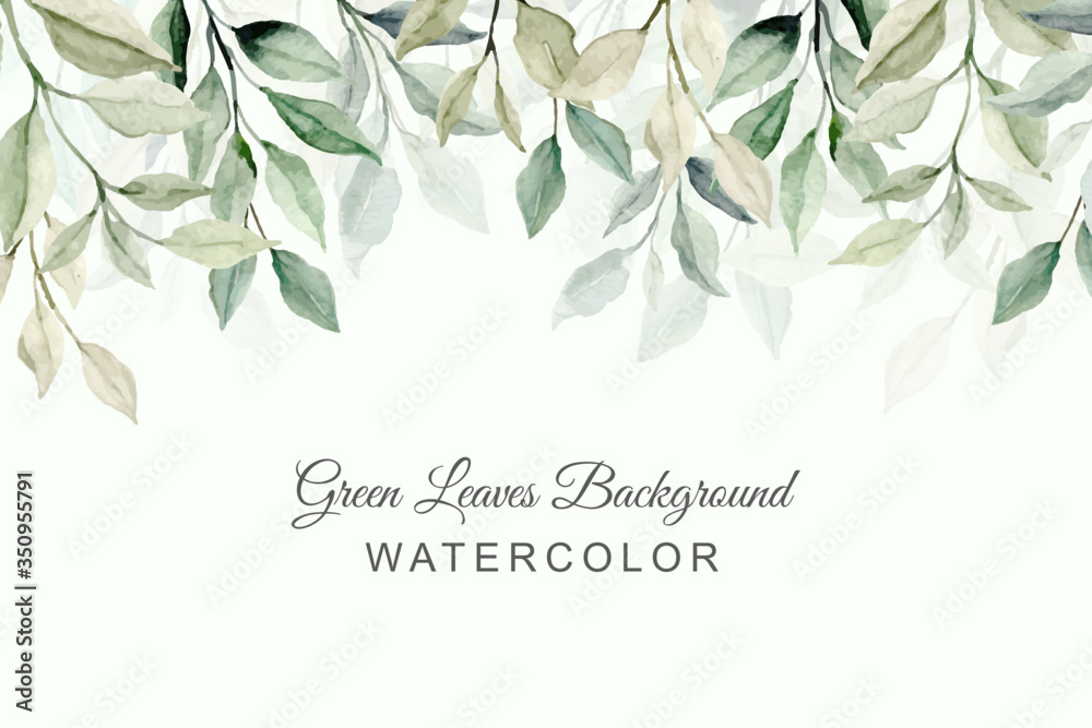 abstract green leaves watercolor background Stock Vector | Adobe Stock