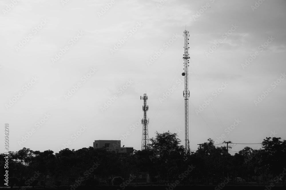 Telecommunication tower of 4G and 5G cellular. Antenna transmission ...