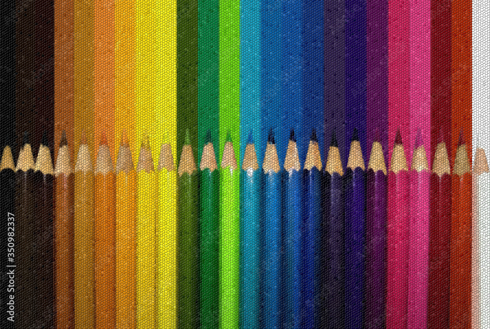 Stock Illustration Lapices de madera de colores colocados siguiendo un patron de degradacion con textura de mosaico Adobe Stock