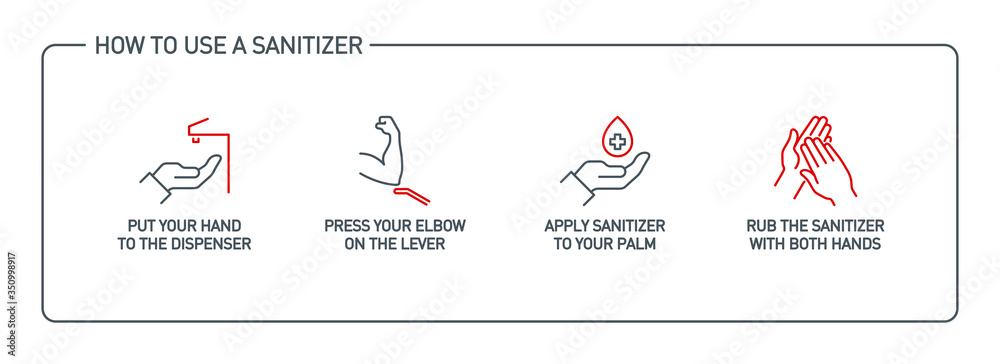 Infographic illustration of How to use hand sanitizer properly ...