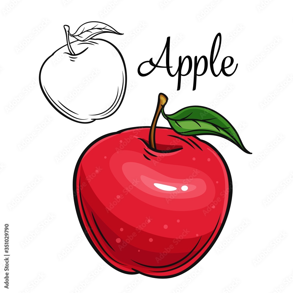 Apple vector drawing icon Stock Vector | Adobe Stock