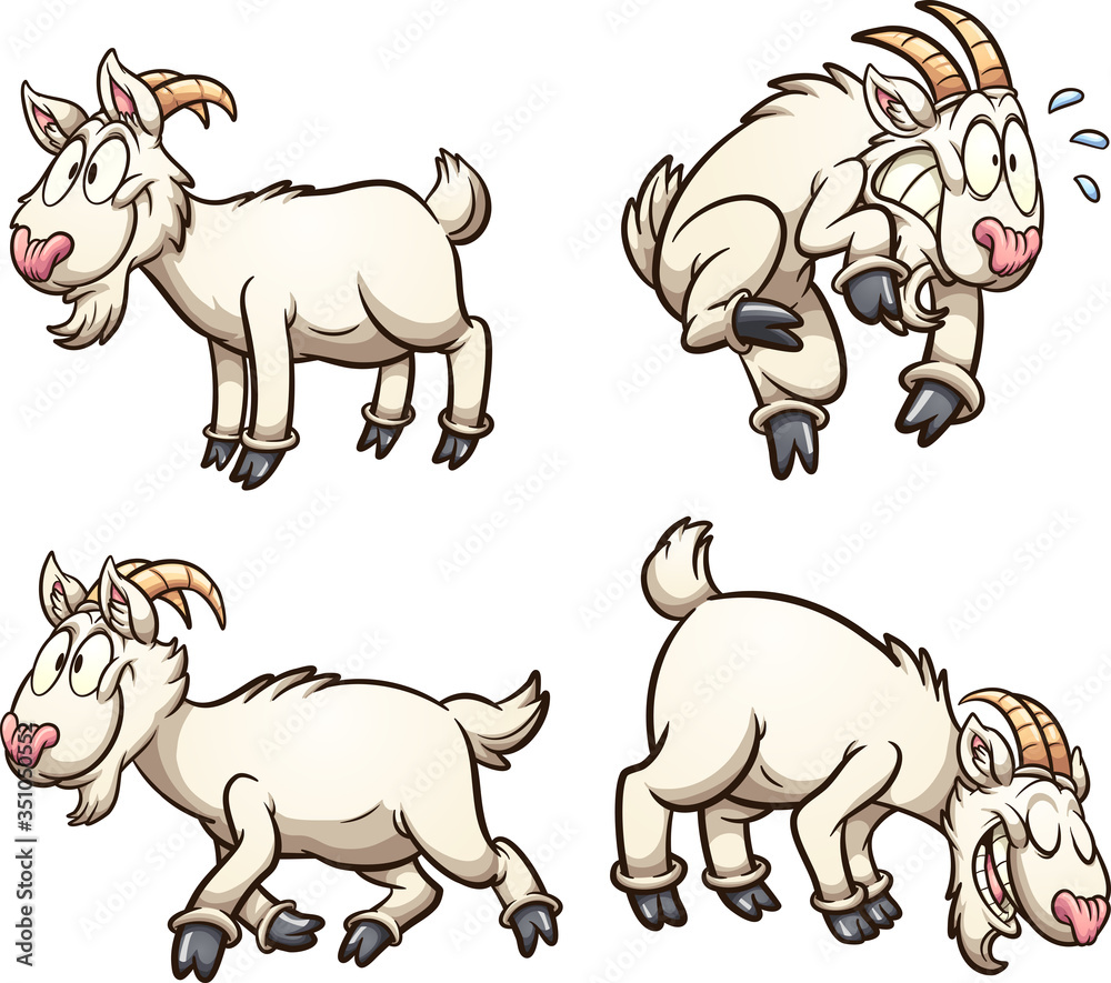 Cartoon goat with different poses and expressions. Vector cartoon clip ...