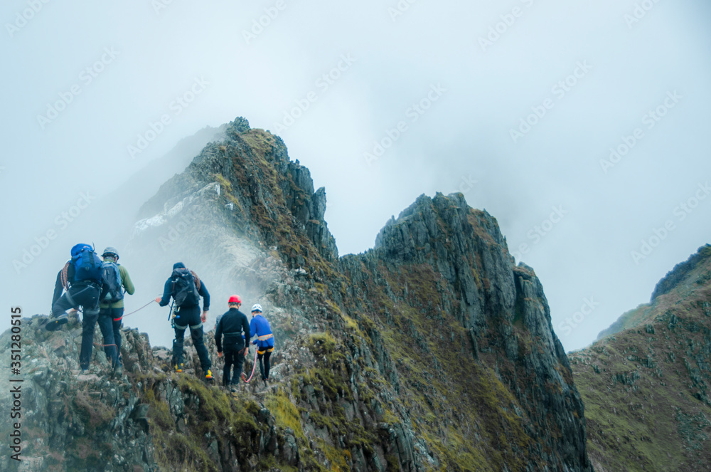 Crib Goch, a famous knife edged ridge line route to the summit of Mount ...