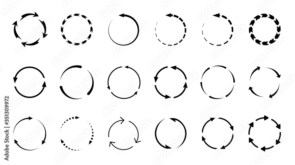 set of recycle symbols, reloading sign, isolated in white background ...