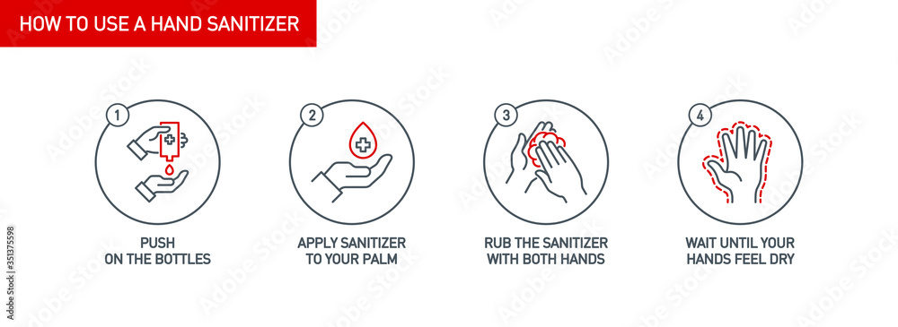 Infographic Illustration Of How To Use Hand Sanitizer Properly