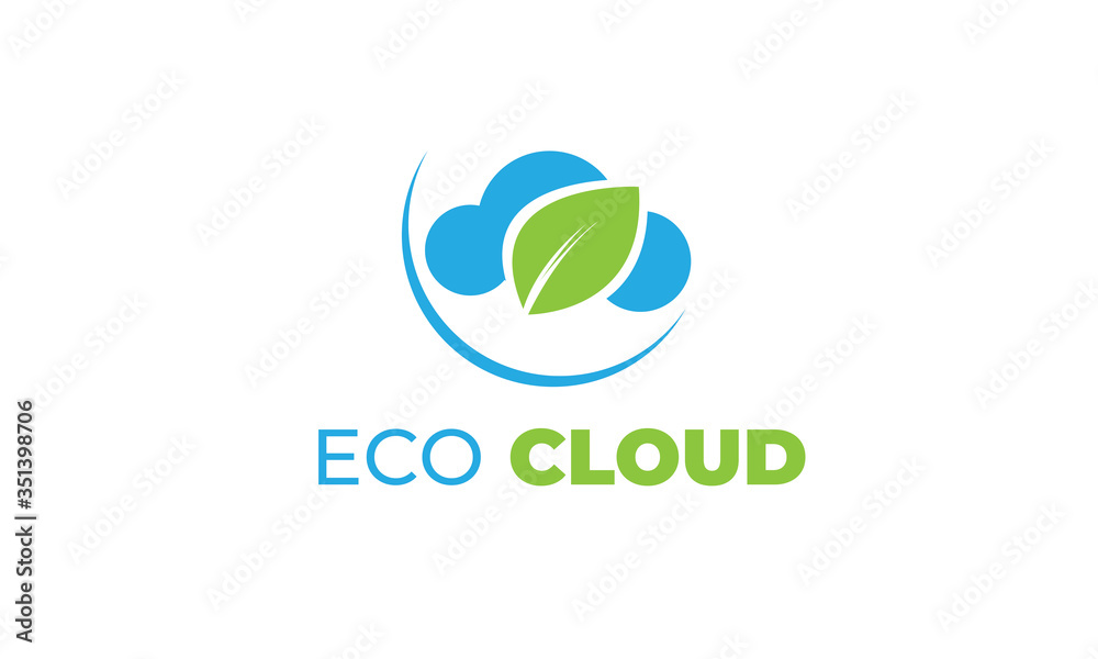 ECO CLOUD LOGO with modern concept, leaf, and the cloud can also be ...