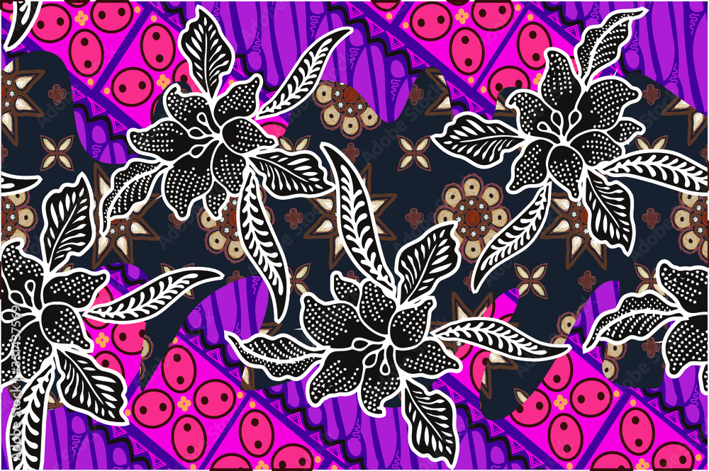 Indonesian batik motifs with very distinctive plant patterns. Batik is ...