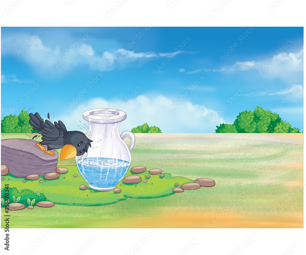 thirsty crow Stock Illustration | Adobe Stock