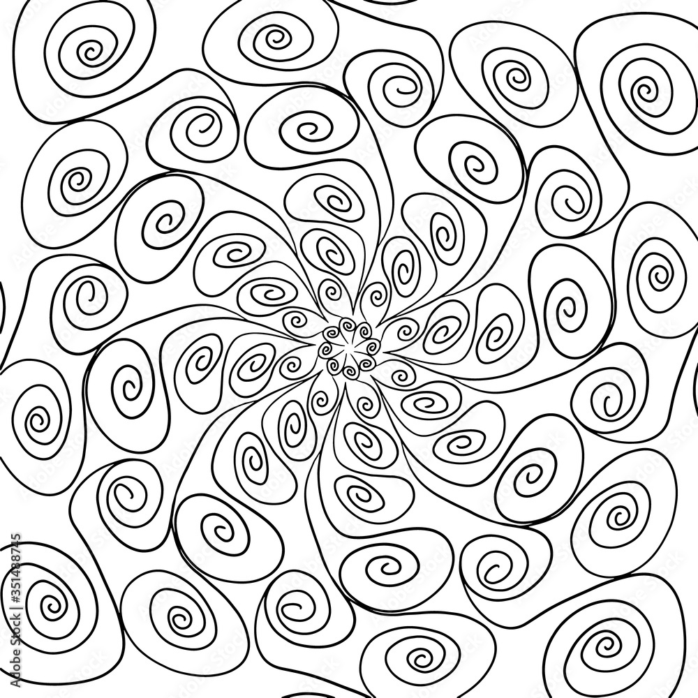 Pattern hand drawn doodles mandala. Dynamic contour repeating elements ...