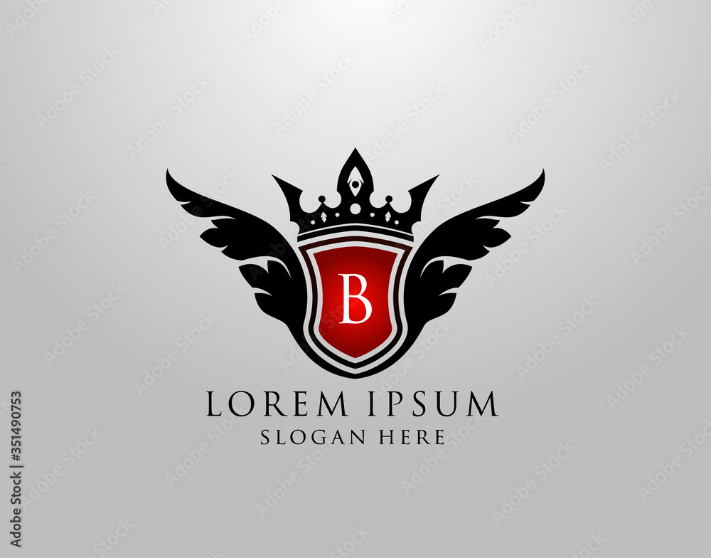 B Letter Logo. Classy Wings B Shield Design for Royalty, Restaurant ...