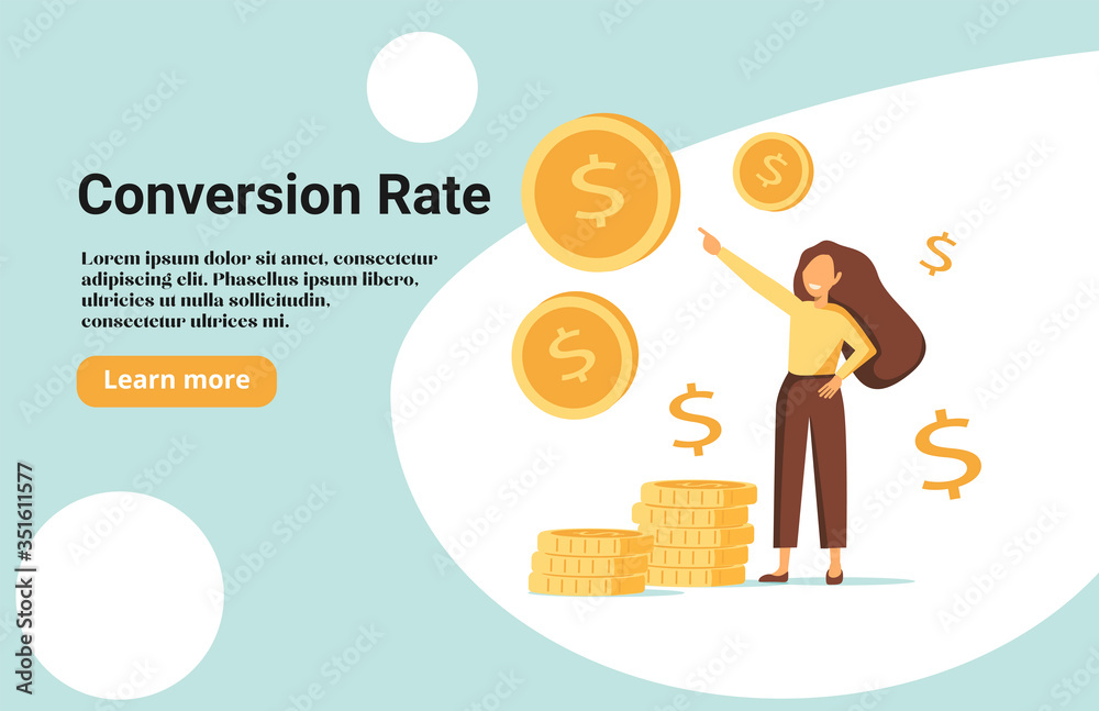 Conversion Rate Optimization Landing Page Template Set. Tiny Characters Put Money into Huge ...