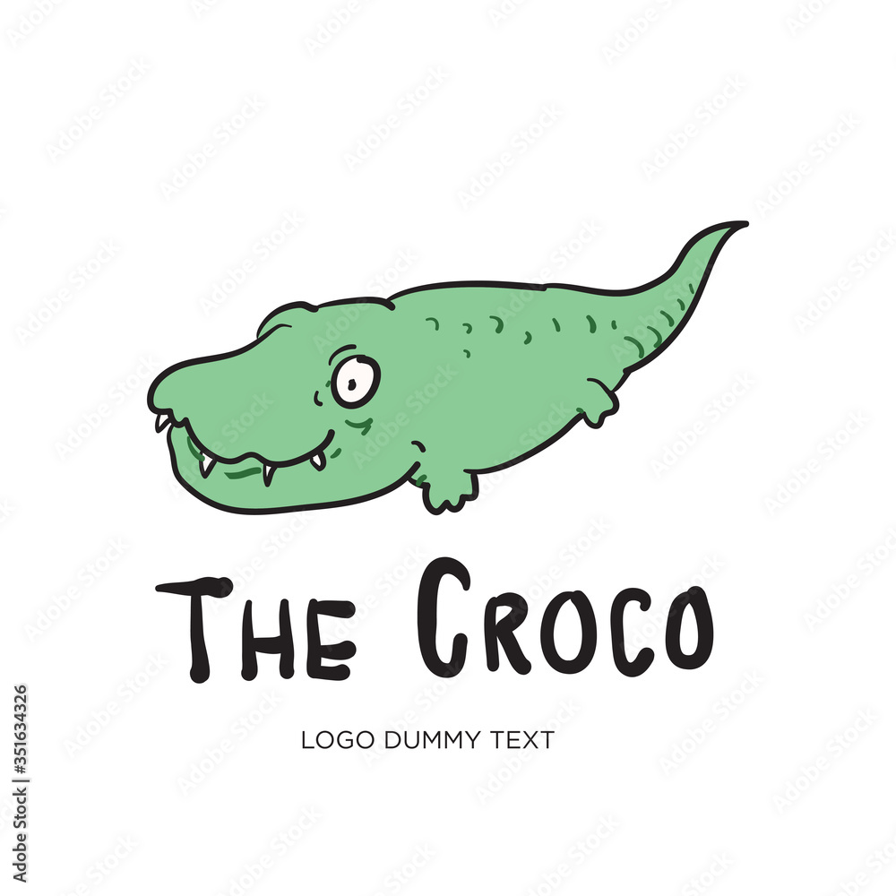 Vector cute and funny cartoon crocodile logo design Stock Vector ...