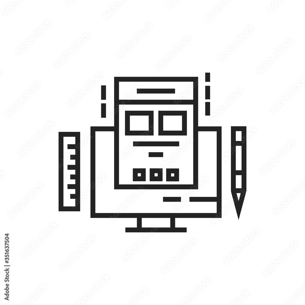 Graphic design courses black line icon. Learning basics design ...
