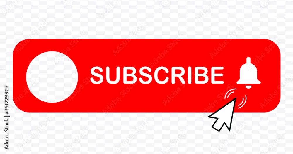 SUBSCRIBE - button red color with handon transparent background ...